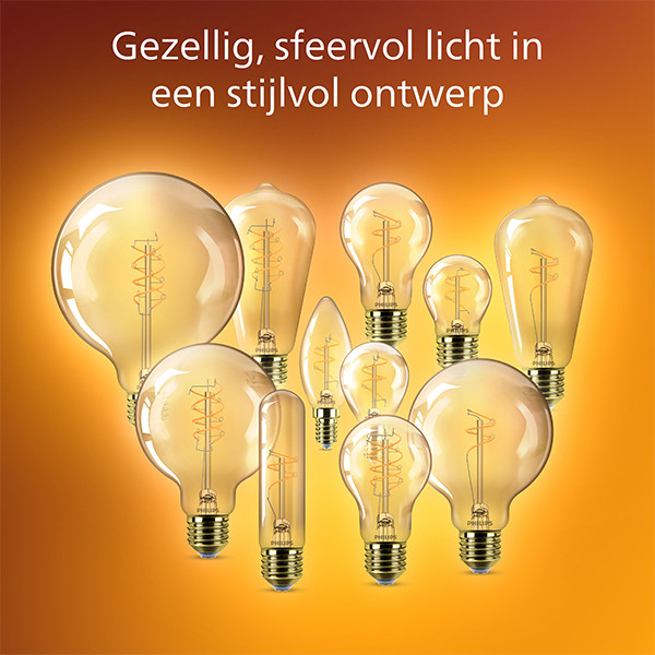 Philips LED lamp E27 | Edison ST64 | Filament | Goud | 2200K | Dimbaar 7.3W (60W) Philips 123led.nl